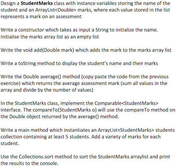 Solved Design a StudentMarks class with instance variables | Chegg.com