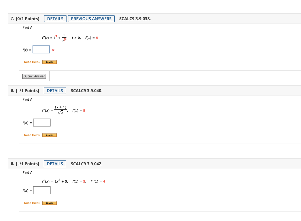 Solved 7. [0/1 Points] DETAILS PREVIOUS ANSWERS SCALC9 | Chegg.com