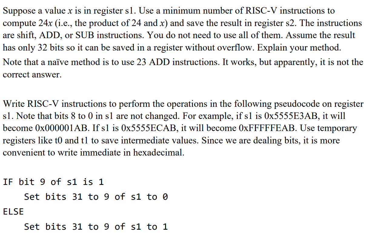 Solved Suppose a value x is in register s 1 . Use a minimum | Chegg.com