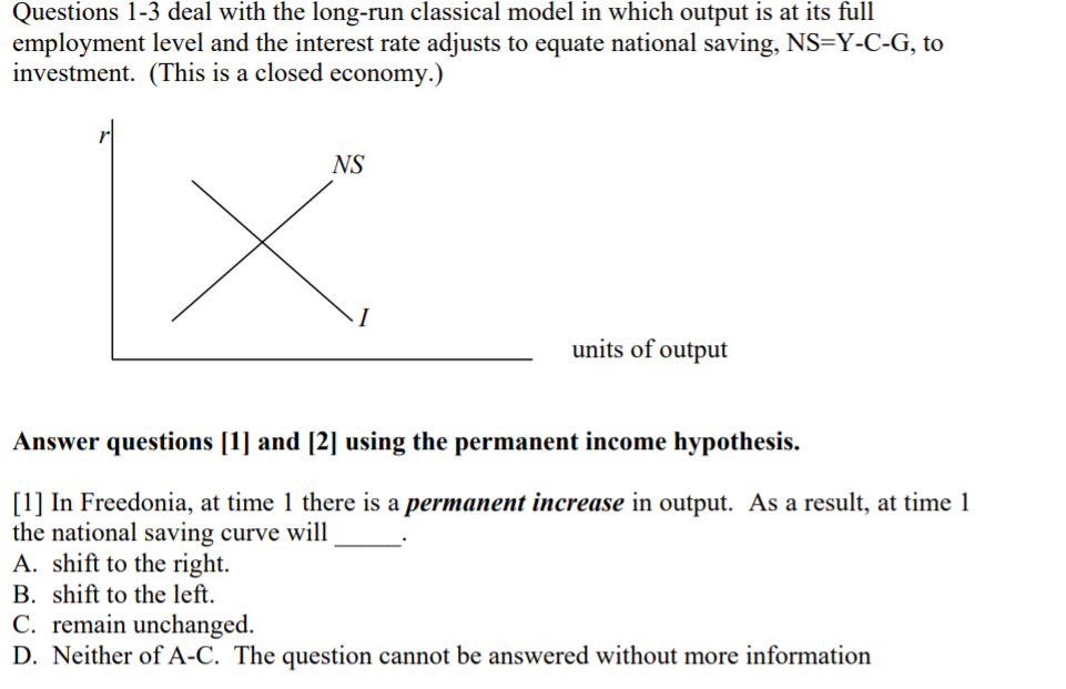 Solved Questions 1-3 deal with the long-run classical model | Chegg.com