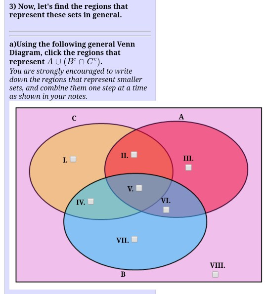 Solved 3) Now, let's find the regions that represent these | Chegg.com