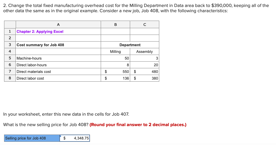 Solved Chapter 2: Applying Excel Data Markup on job cost 75% | Chegg.com