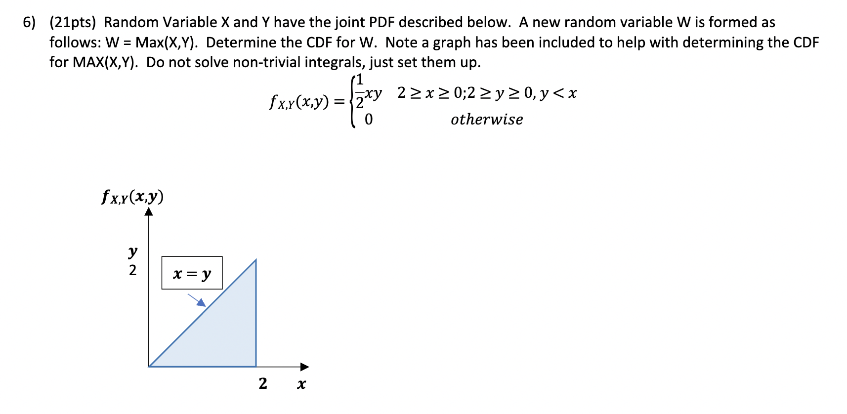 Solved 6) (21pts) Random Variable X and Y have the joint PDF | Chegg.com