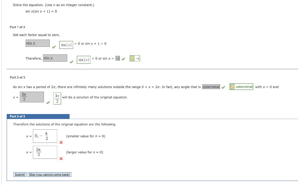 Solved Solve The Equation Use N As An Integer Constant 