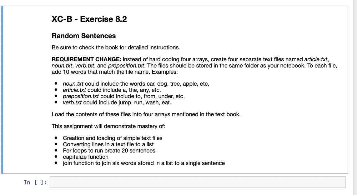 Solved Random Sentences Be sure to check the book for | Chegg.com