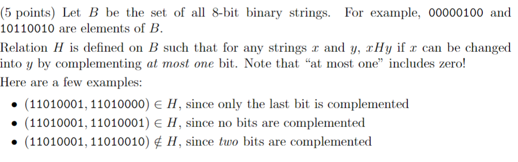 Solved (5 ﻿points) ﻿Let B ﻿be the set of all 8-bit binary | Chegg.com