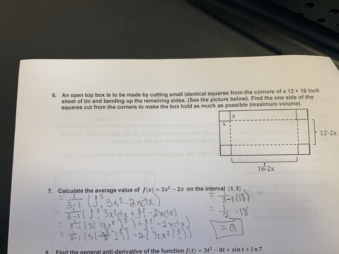 Solved An open top box is to be made by cutting small | Chegg.com
