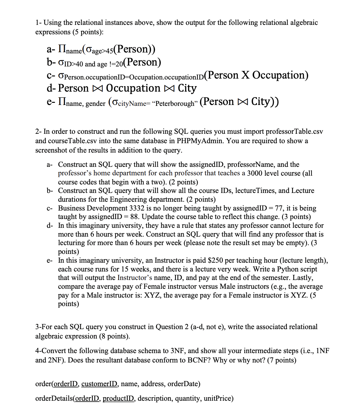 Solved Consider the following relational instances: Person: | Chegg.com