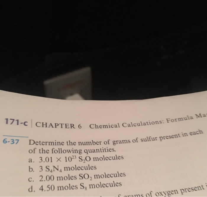 Solved 6 Chemical Calculations: Formula Ma 6-37 Determine | Chegg.com