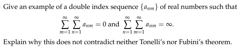 Solved Give an example of a double index sequence {anm} of | Chegg.com