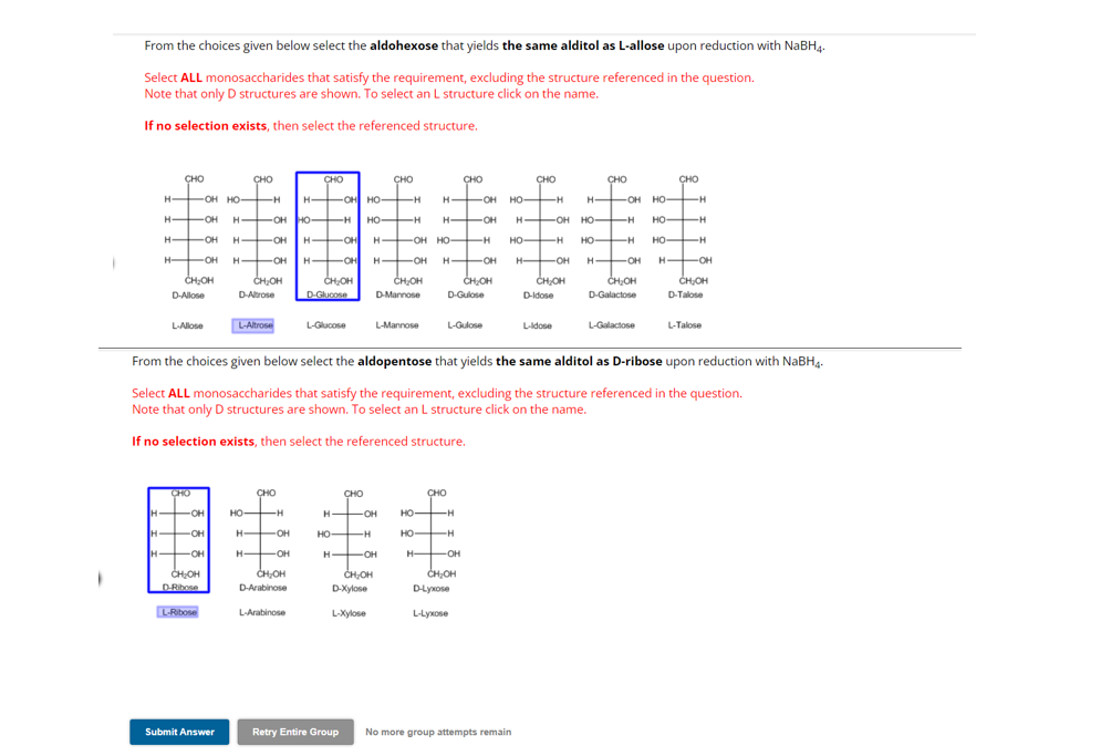 Solved From the choices given below select the aldohexose | Chegg.com