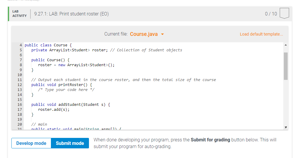Solved 9.27 LAB: Print student roster (EO) Complete the | Chegg.com