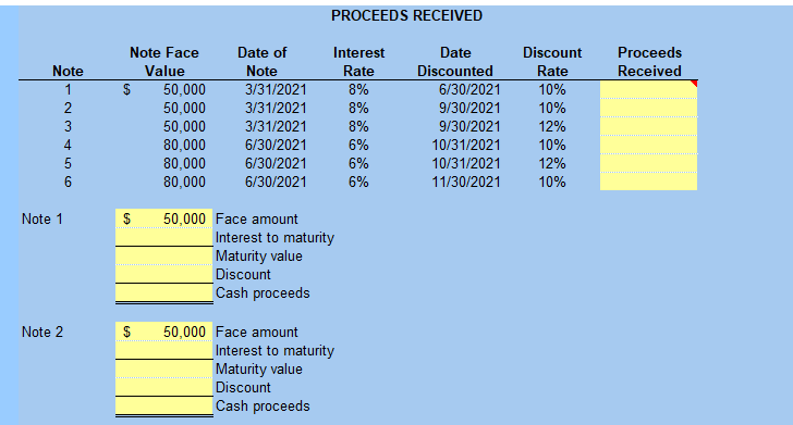 HELP ME CALCULATE THE PROCEEDS RECEIVED, THE FACE | Chegg.com