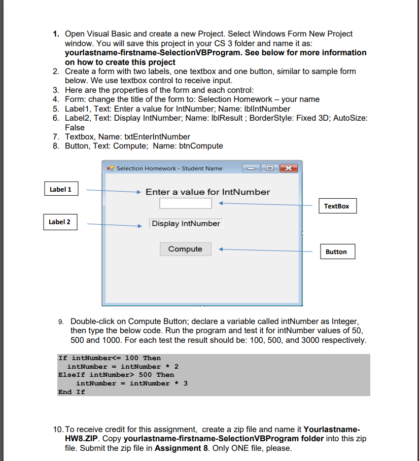 Solved 1. Open Visual Basic and create a new Project. Select | Chegg.com