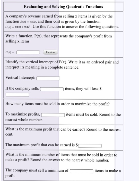 Solved Evaluating and Solving Quadratic Functions A | Chegg.com