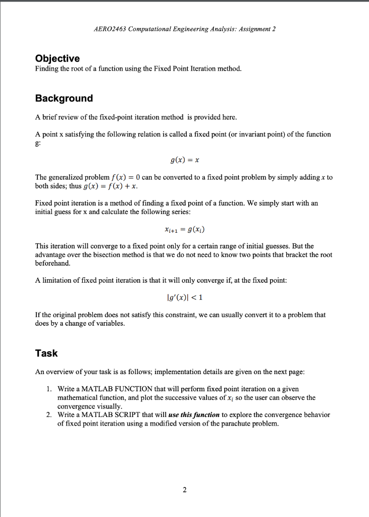 AERO2463 Computational Engineering Analysis: | Chegg.com
