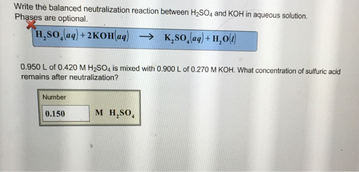 Solved Write the balanced neutralization reaction between | Chegg.com