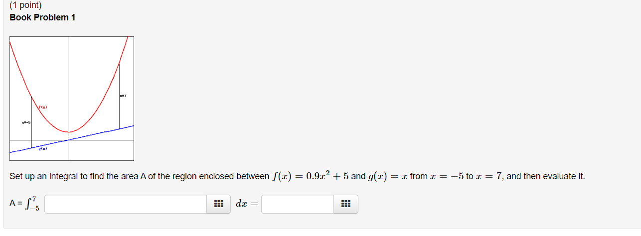 Solved (1 point) Book Problem 1 Set up an integral to find | Chegg.com