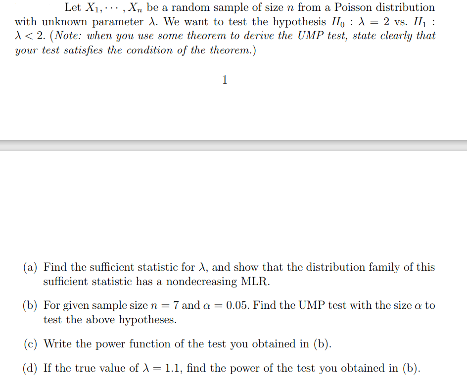 Solved . Let X1, . , Xn be a random sample of size n from a | Chegg.com