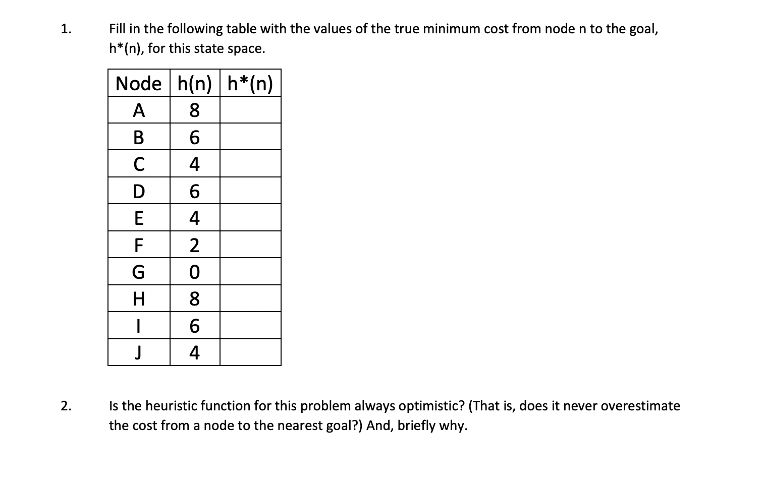 Solved Part 1 - State Space Search Consider the following | Chegg.com