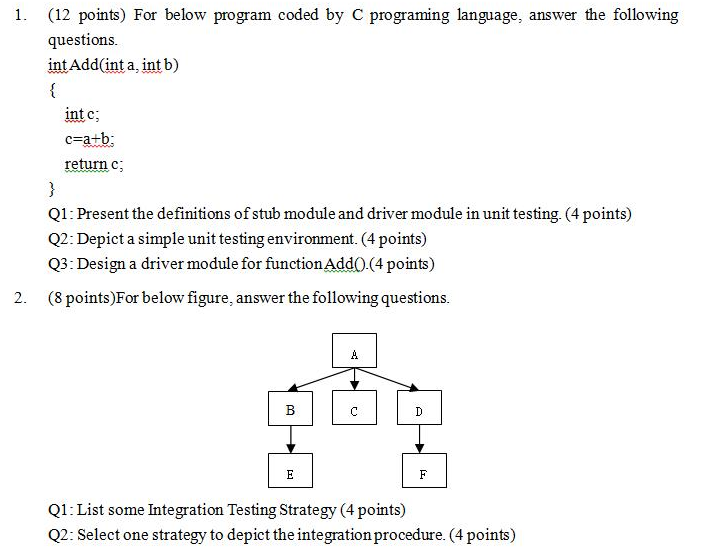 Solved 1. (12 points) For below program coded by C | Chegg.com