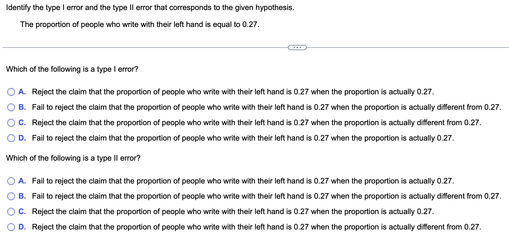 Solved by an EXPERT Identify the type I error and the type II error that | Chegg.com