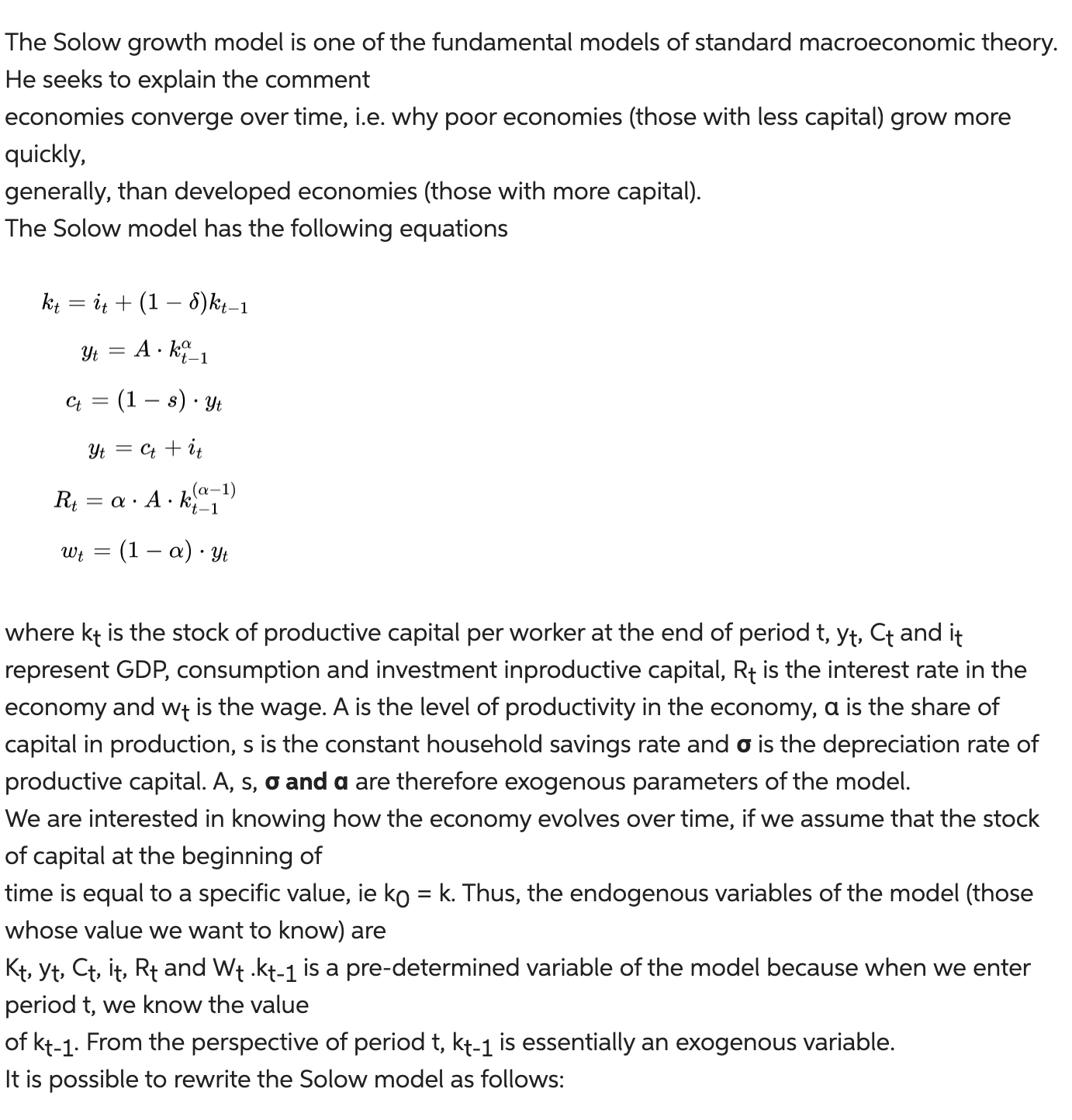 Solved The Solow growth model is one of the fundamental | Chegg.com