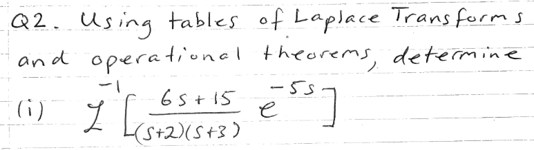 Solved Q2. Using tables of Laplace Transforms and | Chegg.com