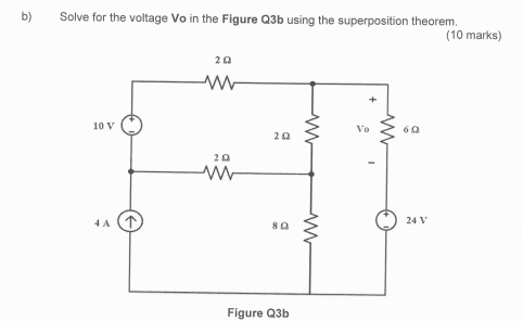 Solved b) Solve for the voltage Vo in the Figure Q3b using | Chegg.com