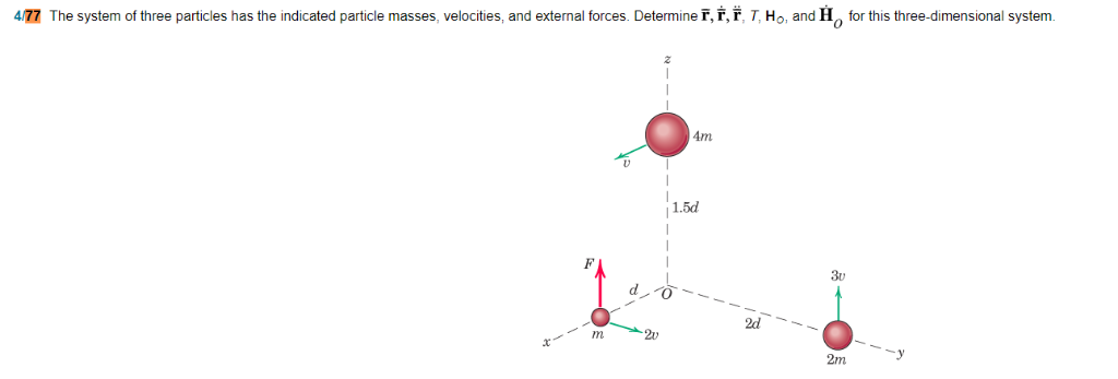 Solved 477 The system of three particles has the indicated | Chegg.com