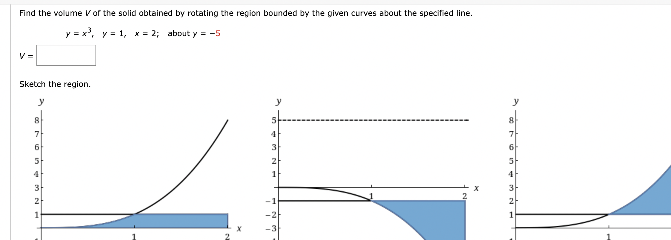 Solved Find the volume V of the solid obtained by rotating | Chegg.com