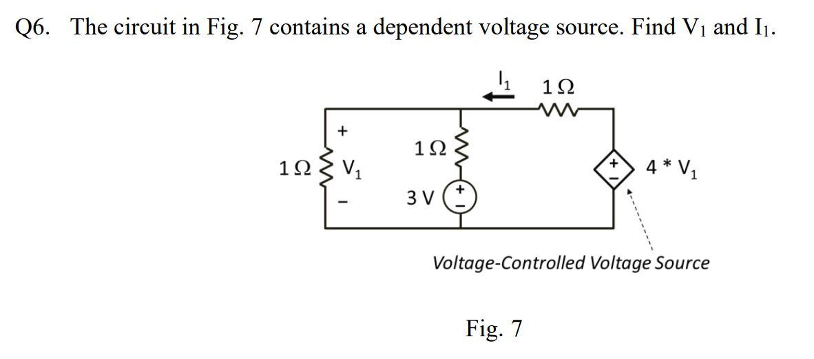 Solved Q6. The circuit in Fig. 7 contains a dependent | Chegg.com