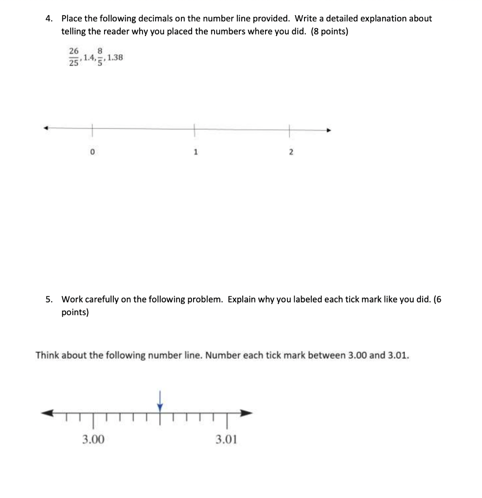 Solved 4. Place the following decimals on the number line | Chegg.com
