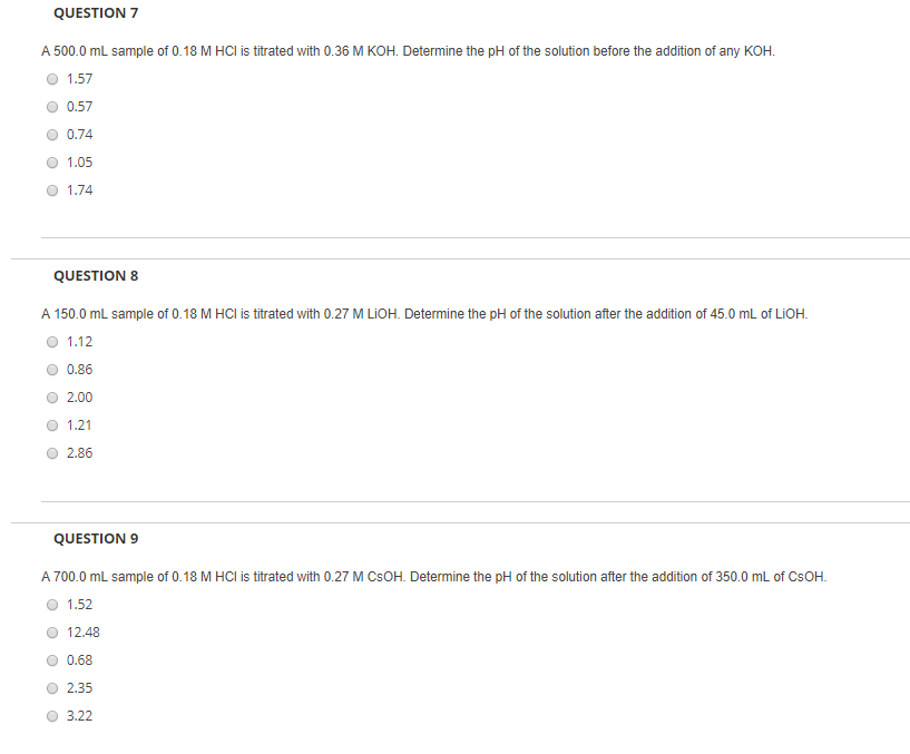 Solved QUESTION 7 A 500.0 mL sample of 0.18 M HCl is | Chegg.com