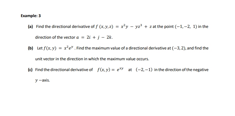 Solved Example: 3(a) ﻿Find the directional derivative | Chegg.com
