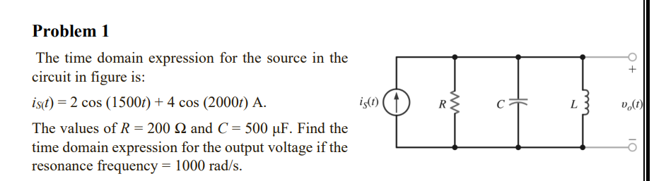 Solved The time domain expression for the source in the | Chegg.com
