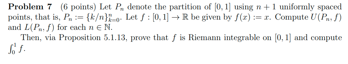 Solved Problem 7 (6 points) Let Pn denote the partition of | Chegg.com