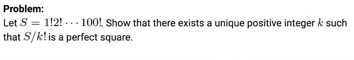 Solved Problem: Let S=1!2!⋯100 !. Show that there exists a | Chegg.com