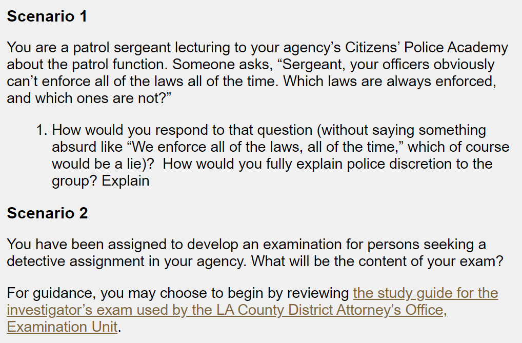 Solved You are a patrol sergeant lecturing to your agency's | Chegg.com