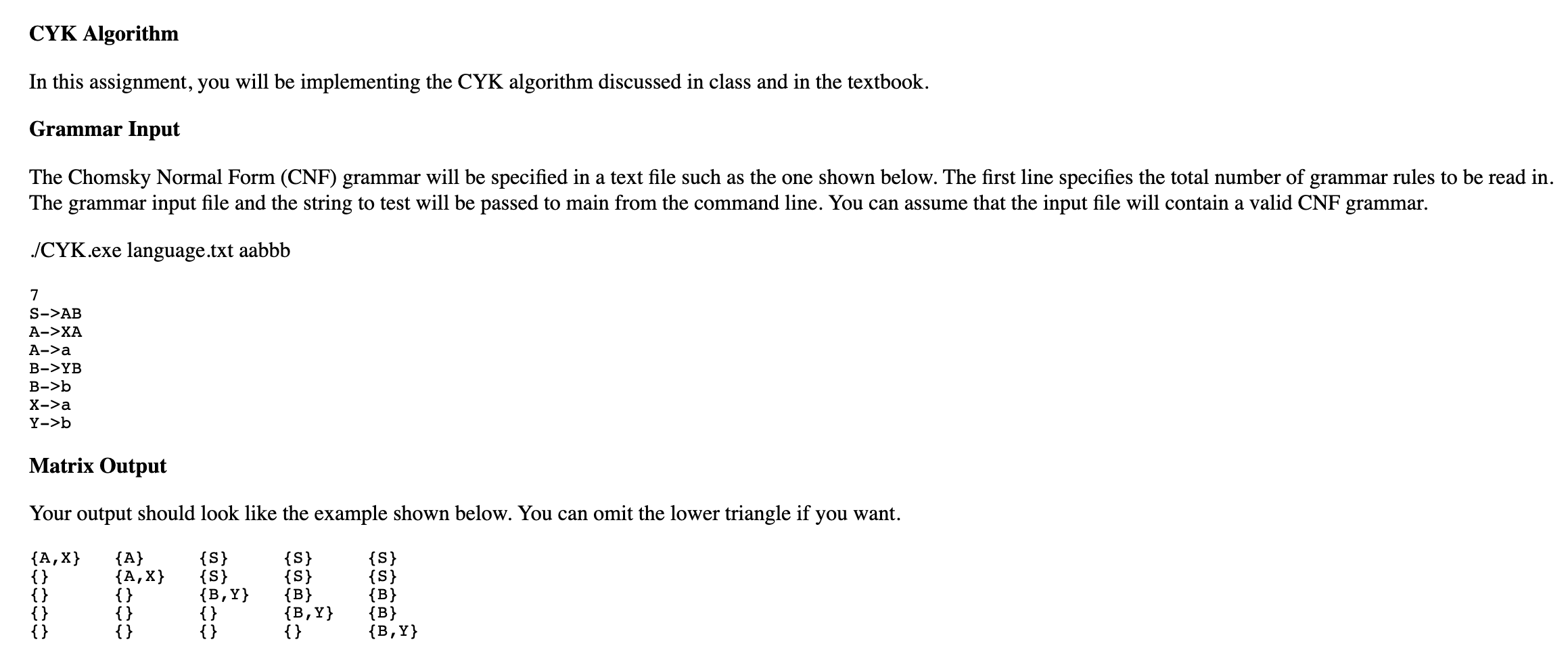 Solved This should be written in c++. Implement the CYK | Chegg.com