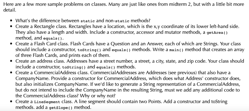 Solved Here are a few more sample problems on classes. Many | Chegg.com