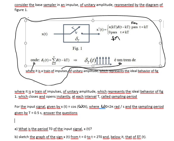 Solved consider the base sampler in an impulse, of unitary | Chegg.com