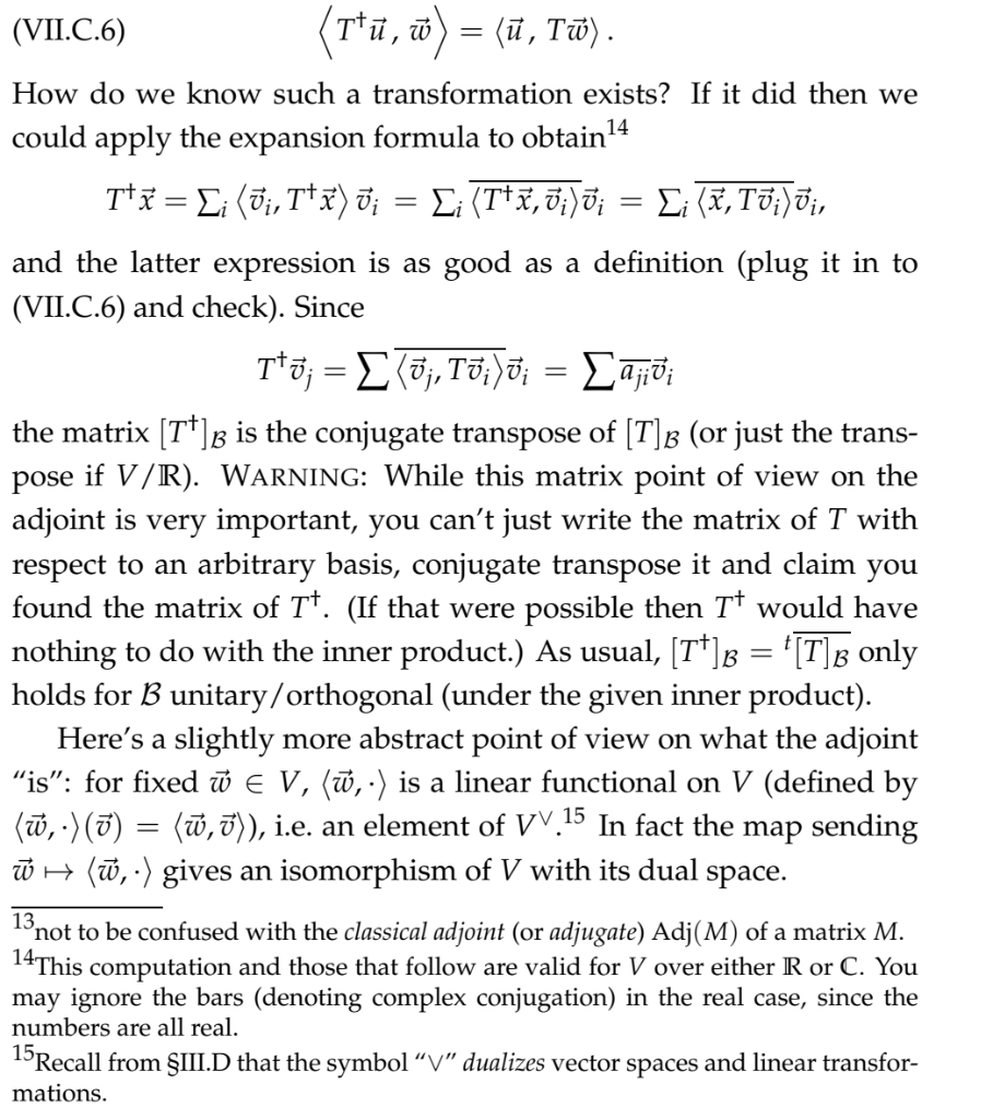 Check that T†x:=∑i x,Tvi vi satisfies equation | Chegg.com