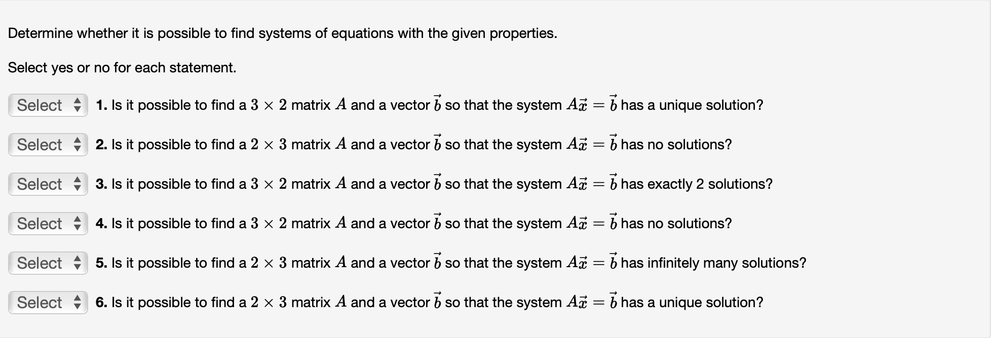 Solved Determine whether it is possible to find systems of | Chegg.com