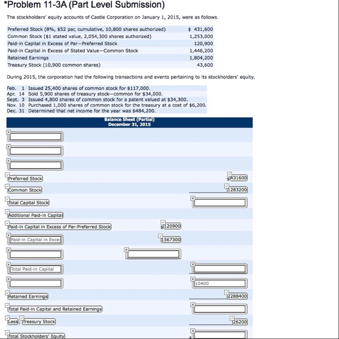 Solved l Problem 11-3A (Part Level Submission) The | Chegg.com