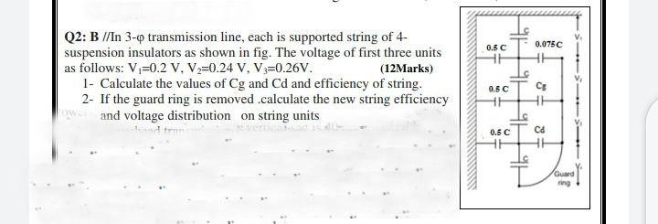 Solved 0.5 C 0.075C Q2: B //In 3-0 transmission line, each | Chegg.com