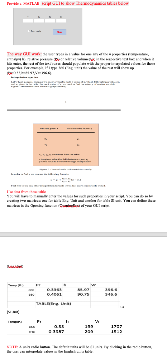Provide a MATLAB script GUI to show Thermodynamics | Chegg.com