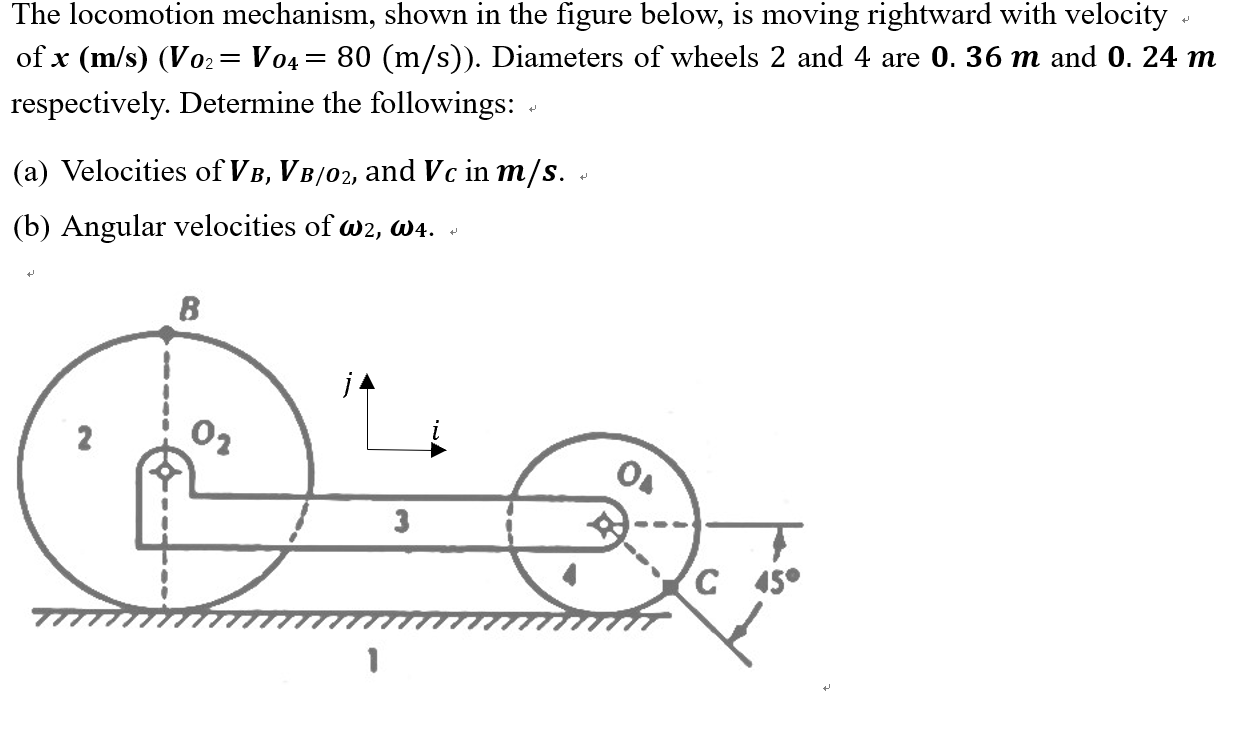 Solved The locomotion mechanism, shown in the figure below, | Chegg.com