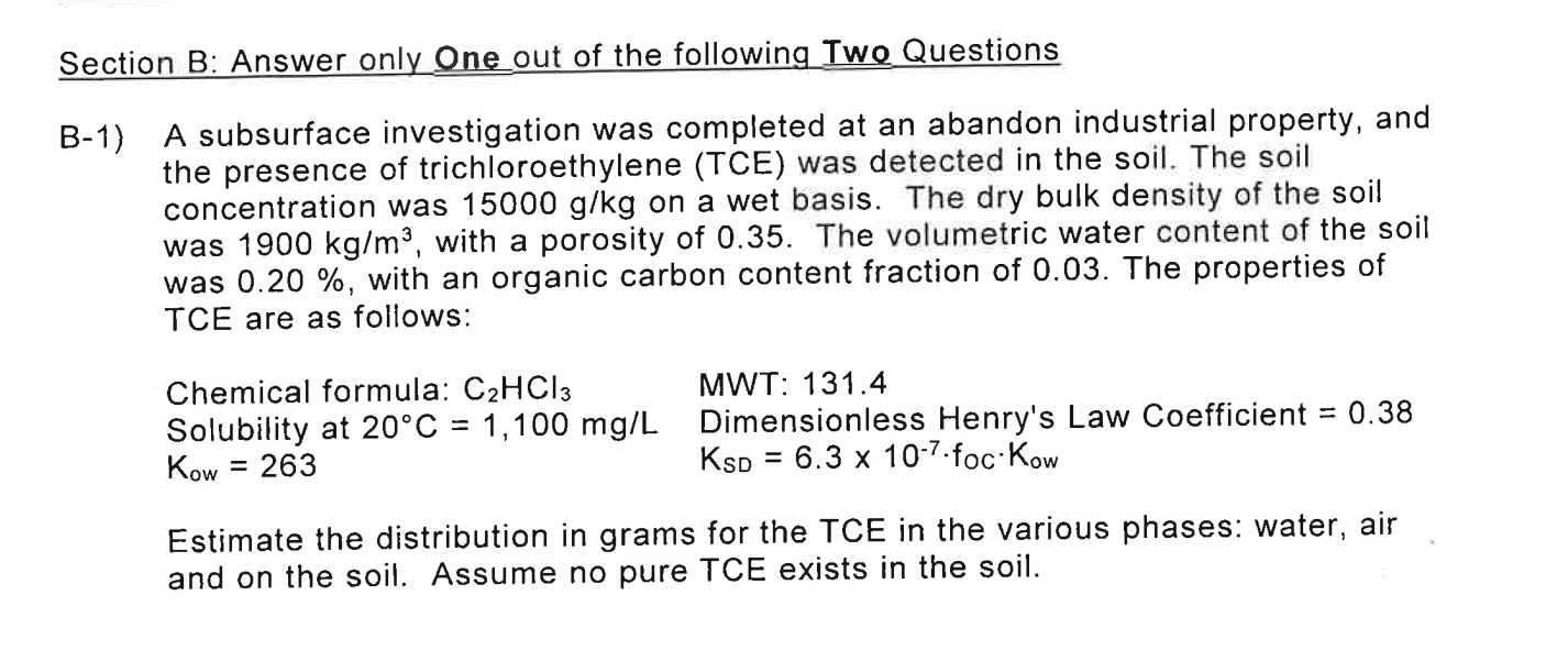 Solved ection B: Answer only One out of the following Two | Chegg.com