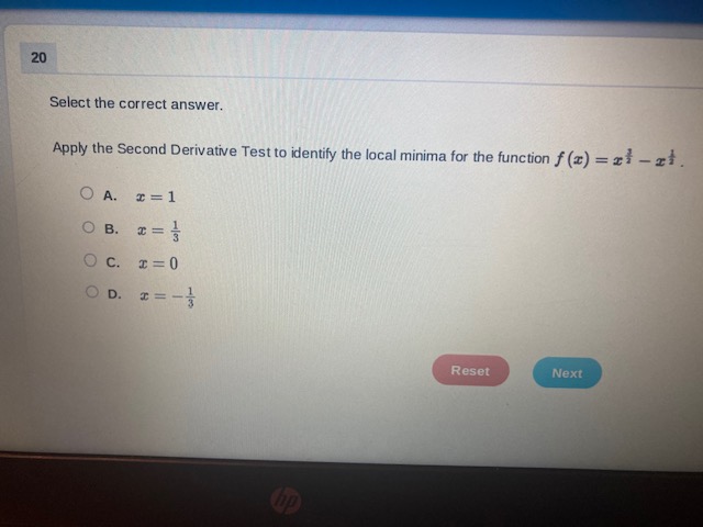 Solved Select the correct answer.Apply the Second Derivative | Chegg.com